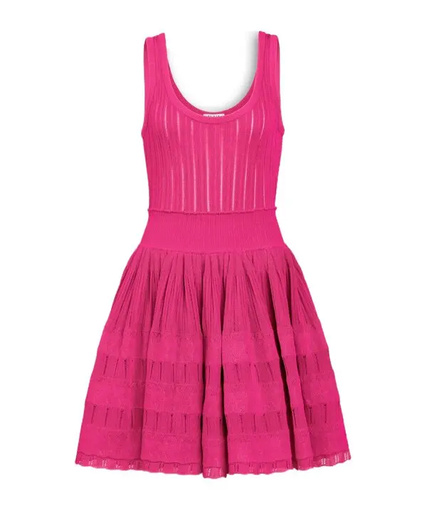 Alaïa Crinoline Knit Sleeveless Mini Dress - Pink