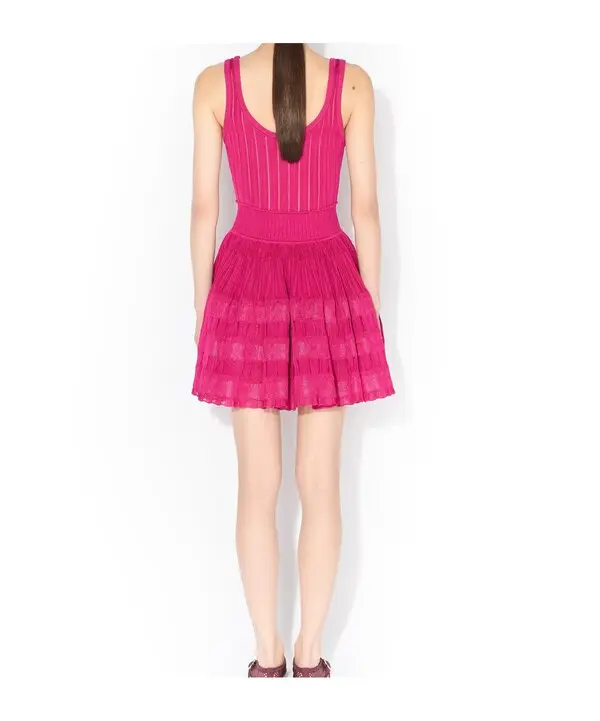 Alaïa Crinoline Knit Sleeveless Mini Dress - Pink