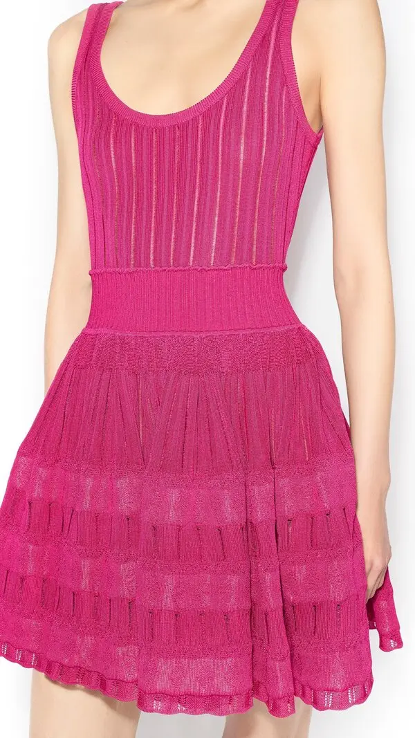 Alaïa Crinoline Knit Sleeveless Mini Dress - Pink