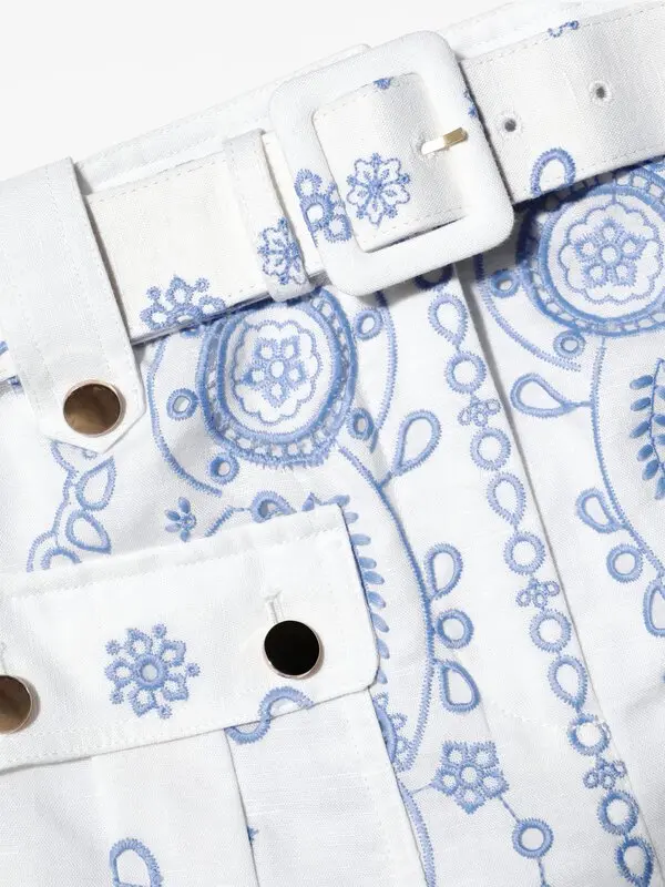 SELF-PORTRAIT Paisley-print Belted Skorts
