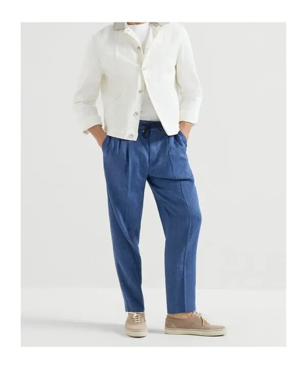 Brunello Cucinelli Drawstring Tapered Trousers - Blue