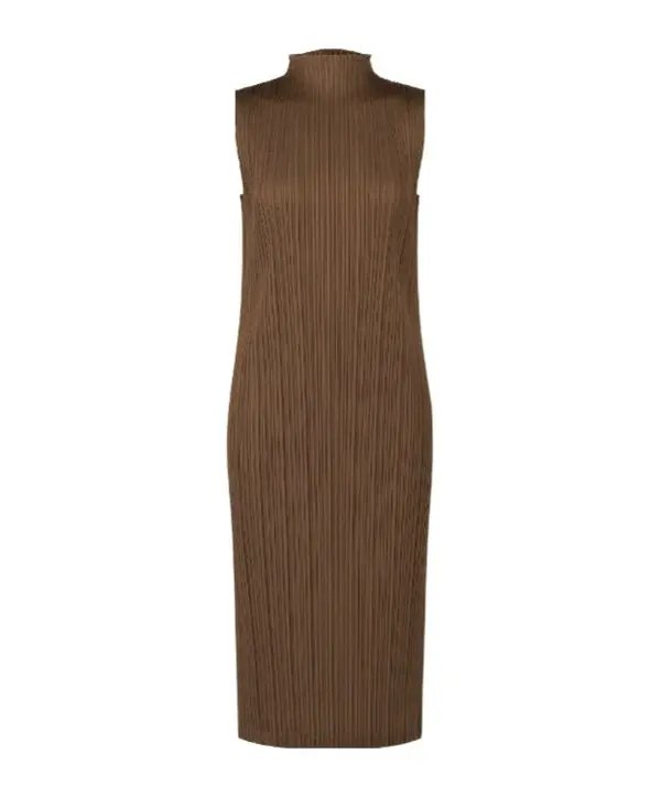 Issey Miyake Sleeveless High Neck Pleated Dress