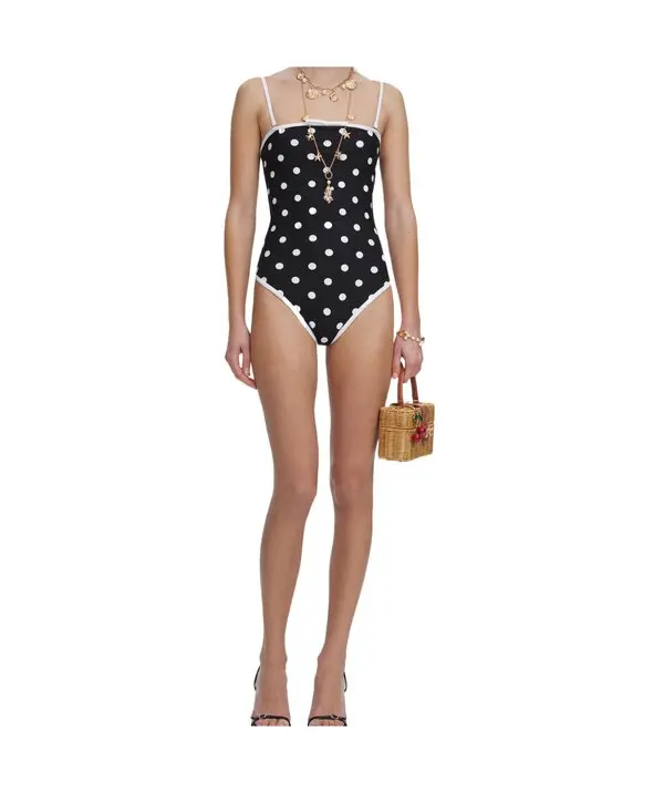SELF-PORTRAIT Polka Dot One-piece Swimsuit - Brown