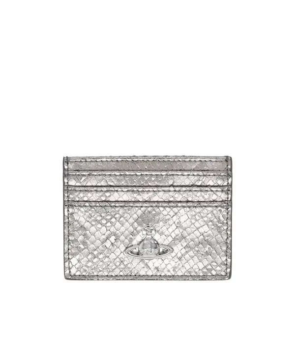 VIVIENNE WESTWOOD Embossed Card Holder Wallet - Silver