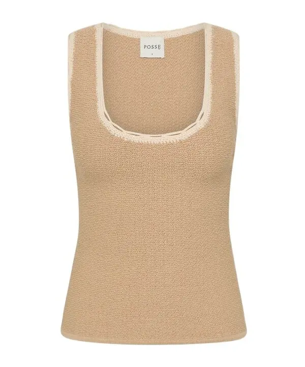 Posse Willow Crochet-trim Top - Taupe