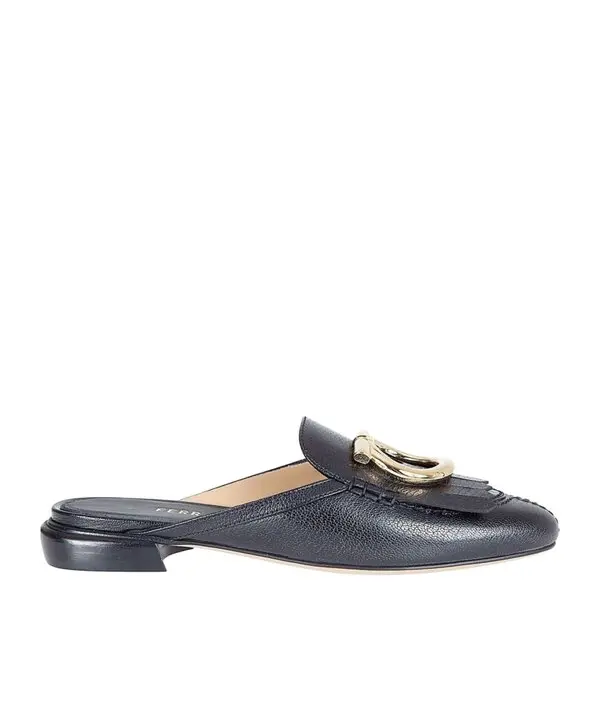 FERRAGAMO Gancini Fringed Mules