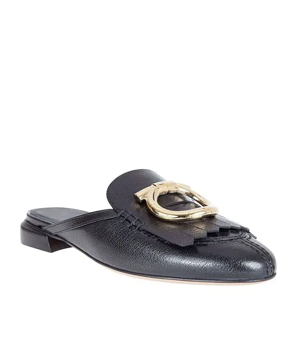 FERRAGAMO Gancini Fringed Mules