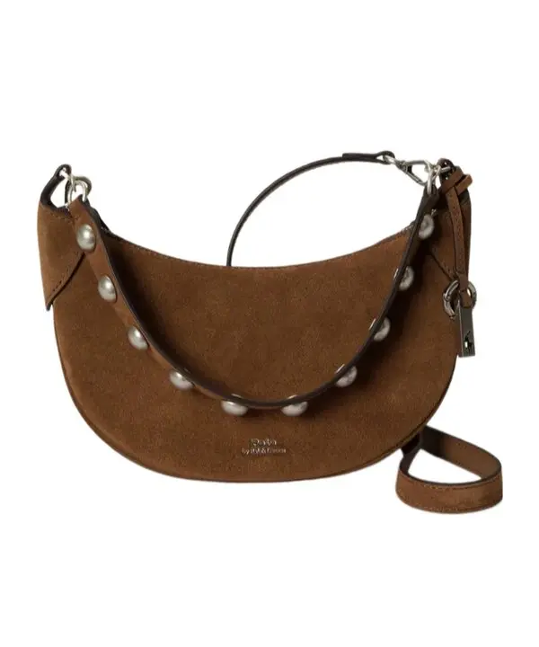 Polo Ralph Lauren Suede Shoulder Bag With Stud Detailing - Brown