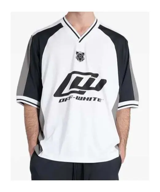 Off-White Color-blocked Short-sleeved V-neck T-shirt - White