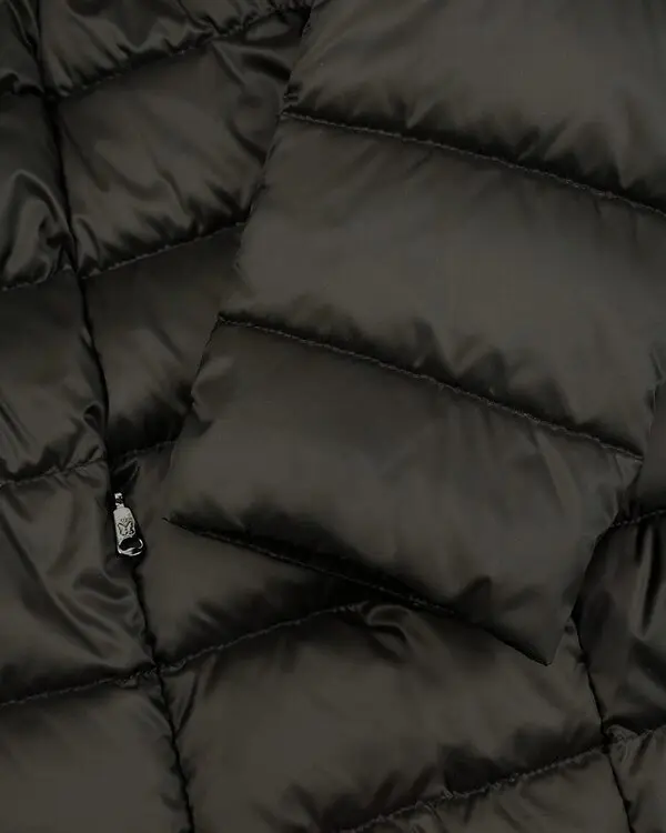 Max Mara Long-sleeved Down Jacket With Fur Trim - Black
