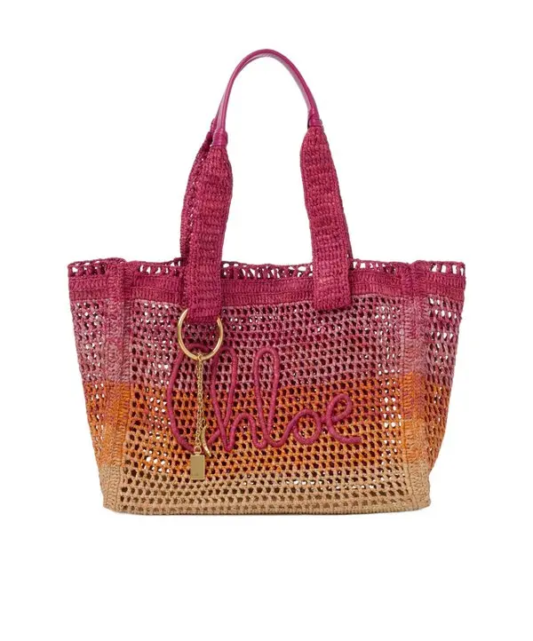 Chloé Open-weave Banana Tote Bag - Multicolored Orange