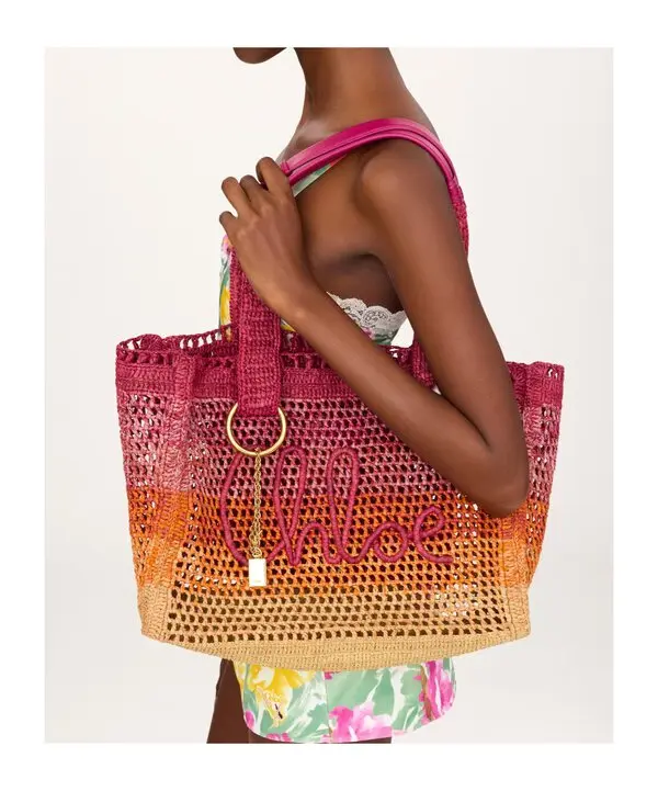 Chloé Open-weave Banana Tote Bag - Multicolour Orange