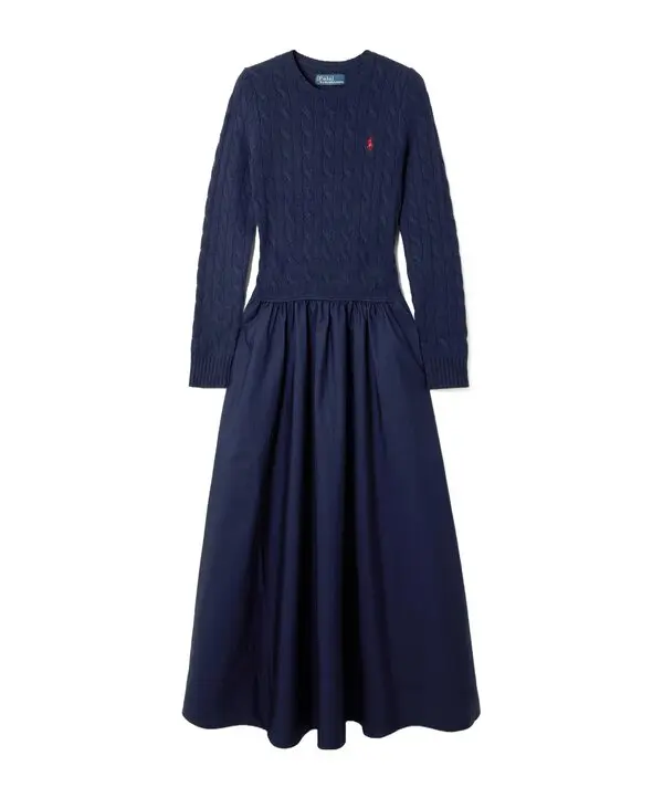Polo Ralph Lauren Cable-knit Flared Dress - Black