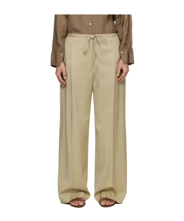 RÓHE Drawstring Pleated Trousers - Beige