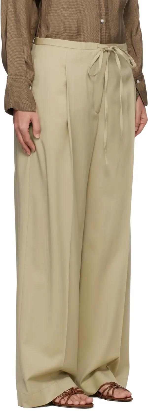 RÓHE Drawstring Pleated Trousers - Beige