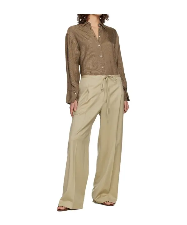 RÓHE Drawstring Pleated Trousers - Beige