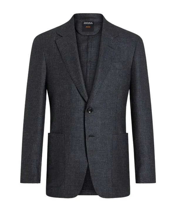 Zegna Grey And Black Silk Cashmere And Linen Jacket - Gray/black
