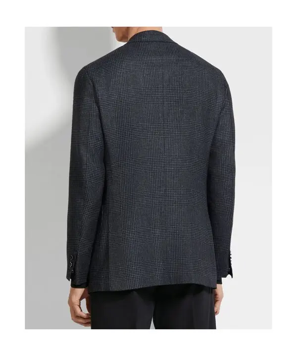 Zegna Grey And Black Silk Cashmere And Linen Jacket - Gray/black