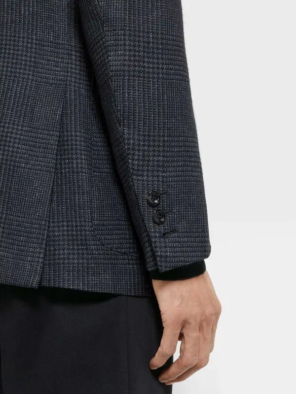 Zegna Grey And Black Silk Cashmere And Linen Jacket - Gray/black