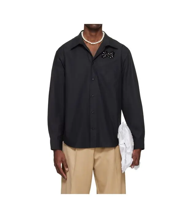 Simone Rocha Embellished Long-sleeved Shirt - Black