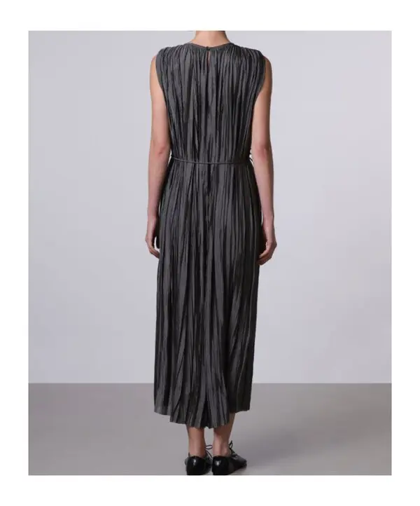 ROBERTO COLLINA Pleated Maxi Dress With Crew Neck And Back Opening