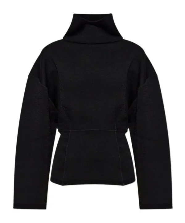 Alaïa High Neck Wide Sleeve Jumper - Black