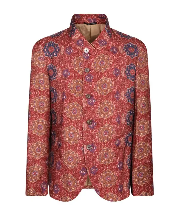 Emporio Armani Patterned Stand-collar Jacket - Brown