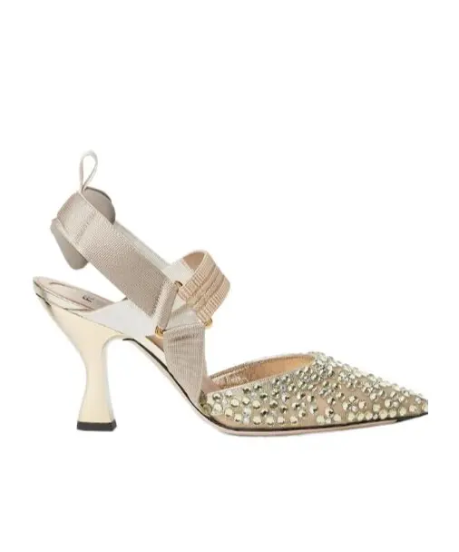 Fendi Colibrì Embellished Slingback Pumps - Nude