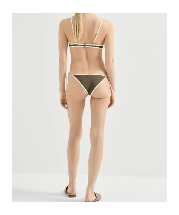 Brunello Cucinelli Contrast-piped Bikini Bottoms - Brown