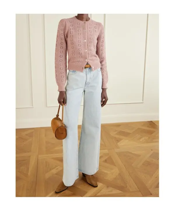 DÔEN Long-sleeved Cardigan With Round Neck - Pink
