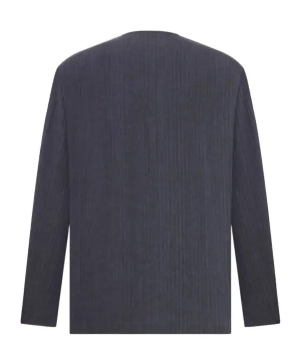 LARDINI Pinstriped Collarless Jacket