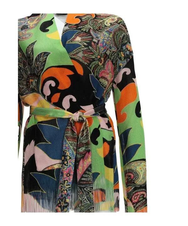 Etro Belted Waist Patterned Cardigan - Multicolor