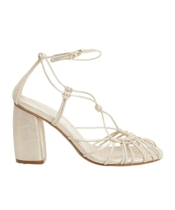 FORTE_FORTE Woven Detail Strappy Block Heel Sandals