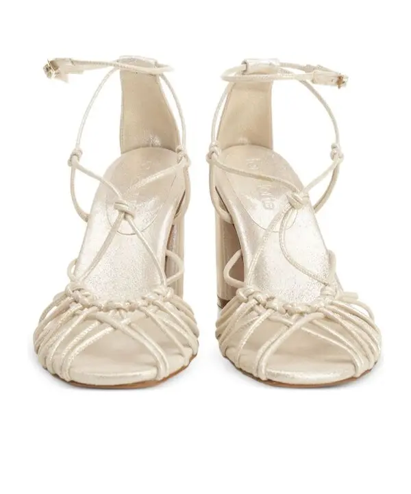 FORTE_FORTE Woven Detail Strappy Block Heel Sandals