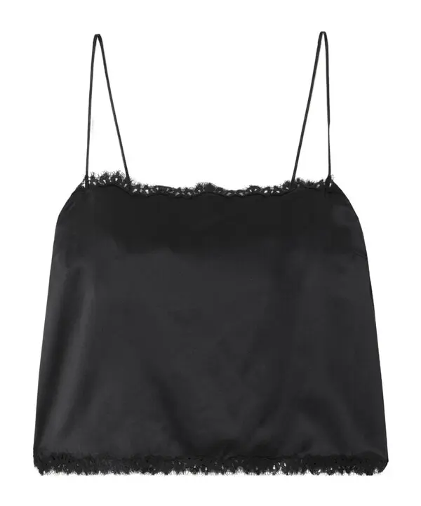 DÔEN Loure Lace-trimmed Silk-satin Top - Black