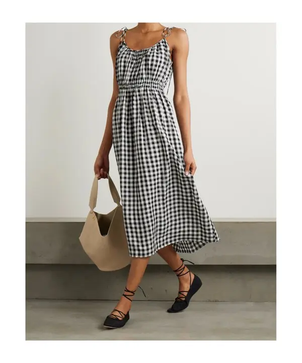 DÔEN Leslie Tie-front Gingham Dress