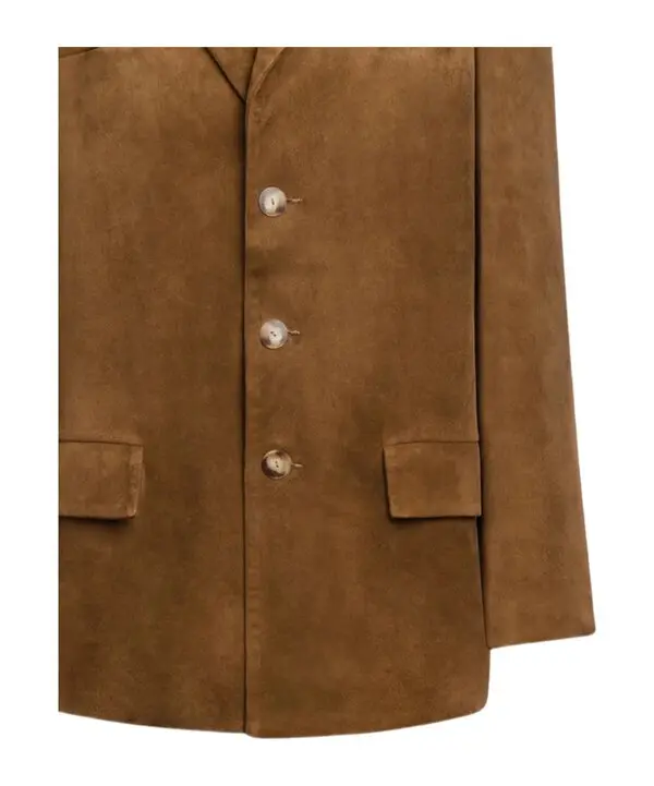 DONDUP Button Suede Blazer - Light Brown