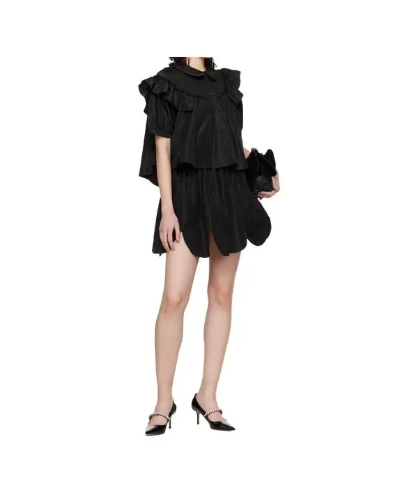 Simone Rocha Ruffled Peter Pan Collar Shirt - Black