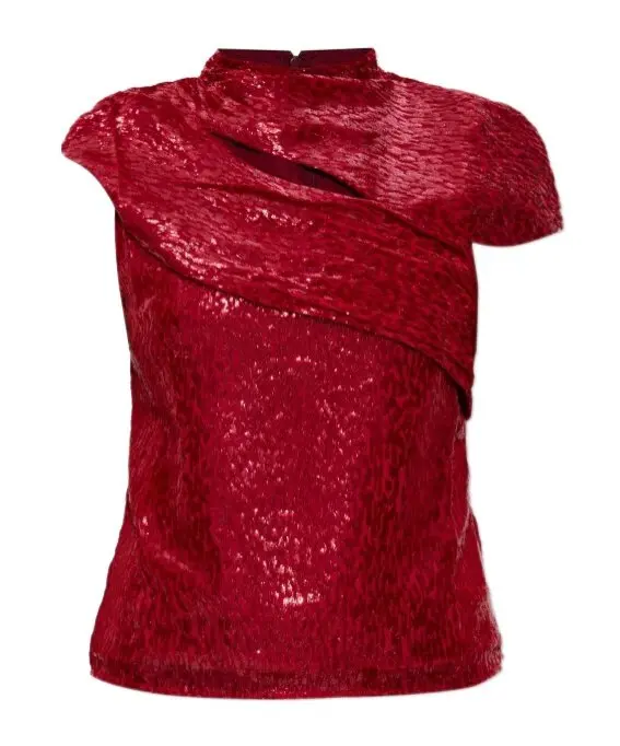 SELF-PORTRAIT Draped Lurex Blouse With Cutouts