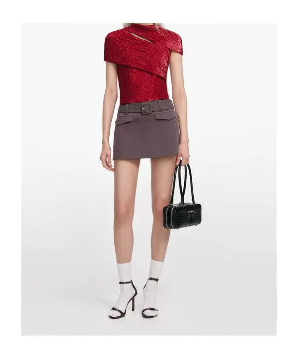 SELF-PORTRAIT Draped Lurex Blouse With Cutouts