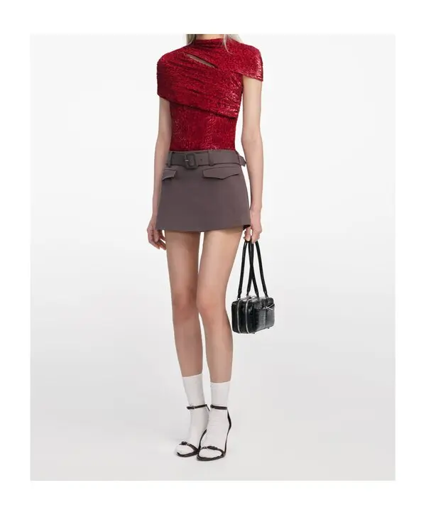 SELF-PORTRAIT Draped Lurex Blouse With Cutouts