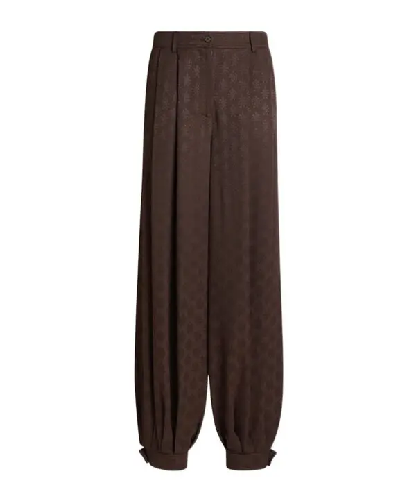 Etro Jacquard-pattern Cuffed Trousers - Black