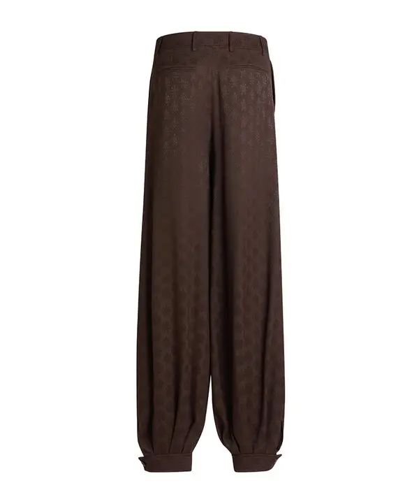 Etro Jacquard-pattern Cuffed Trousers - Black