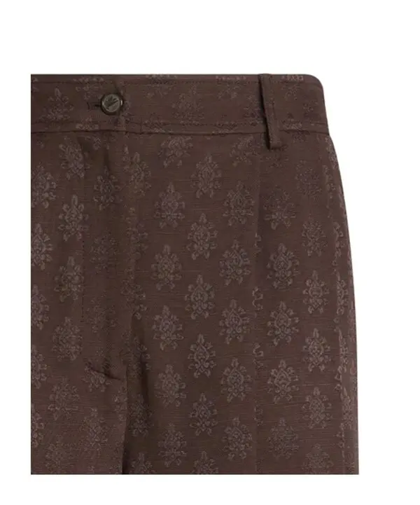 Etro Jacquard-pattern Cuffed Trousers - Black