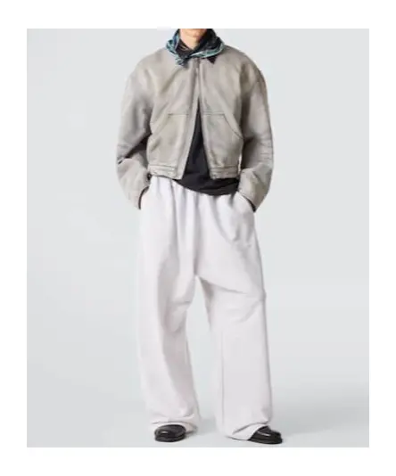 Acne Studios Leather-trimmed Denim Jacket - Gray
