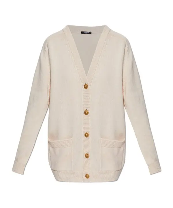 Balmain Buttoned V-neck Cardigan - Cream