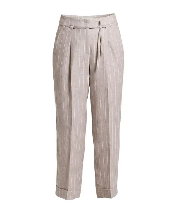 Peserico Striped Belted Pants - Sand Beige