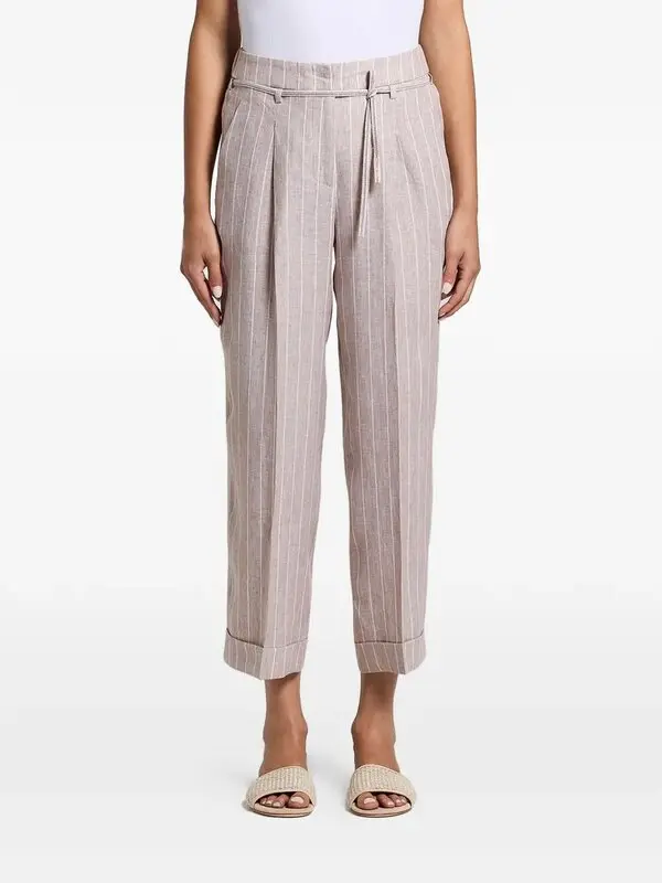 Peserico Striped Belted Pants - Sand Beige