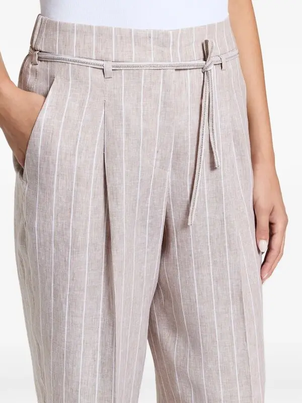 Peserico Striped Belted Pants - Sand Beige