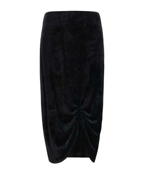Valentino Garavani Draped Velvet Midi Skirt - Black